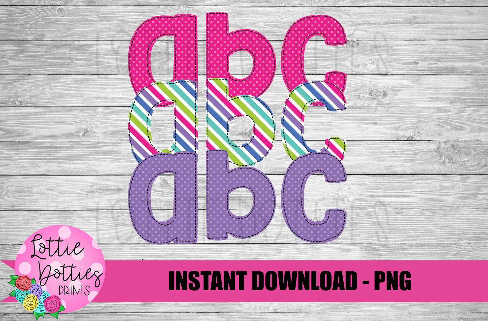 Dots and Stripe Faux Applique Alphabet - Alpha Pack - Alphabet Clipart ...