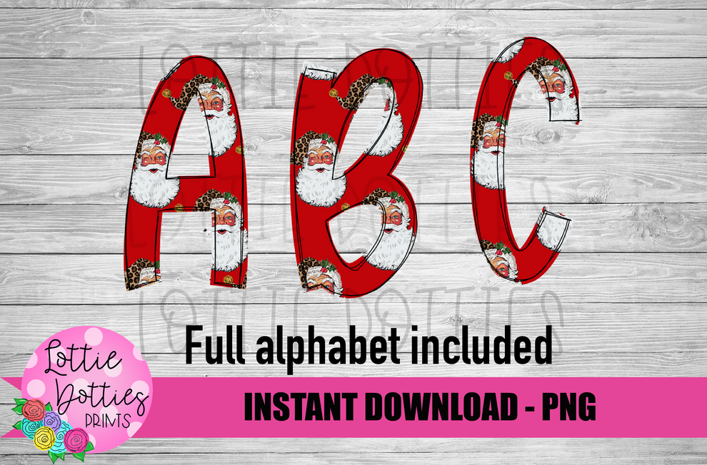 Red Santa Alphabet - Alpha Pack - Alphabet Clipart - Instant Download ...