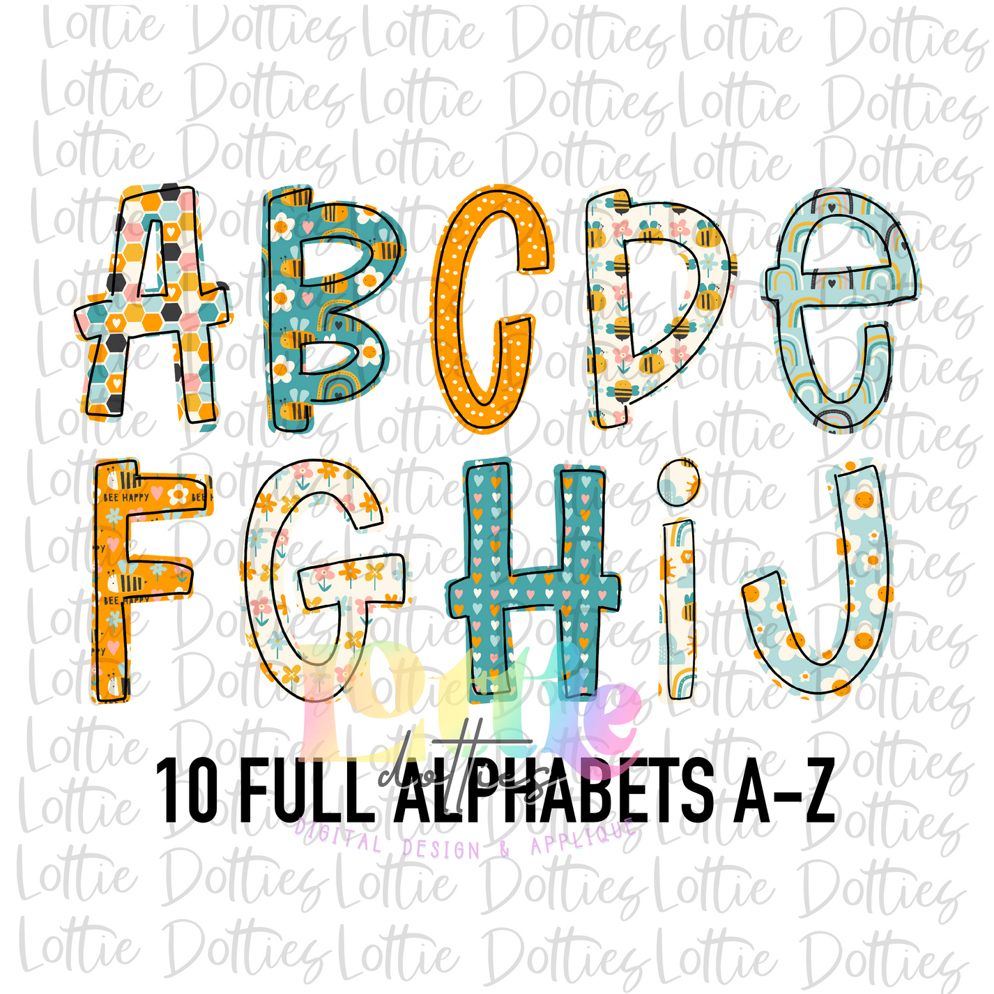 Bee Happy Alpha - Alpha Pack - Alphabet Clipart - Instant Download - A ...