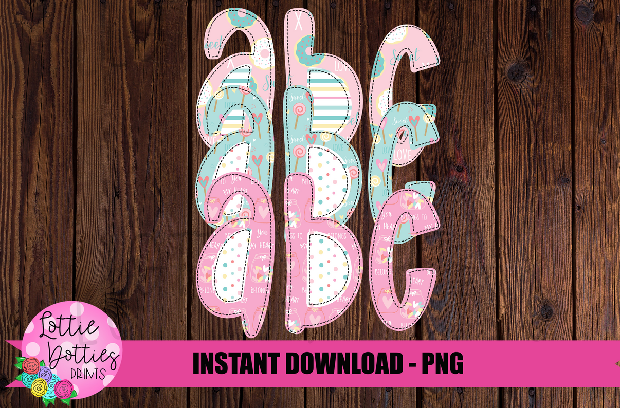 Sweet one Valentines Day Faux Applique Alphabet - Alpha Pack - Alphabe ...