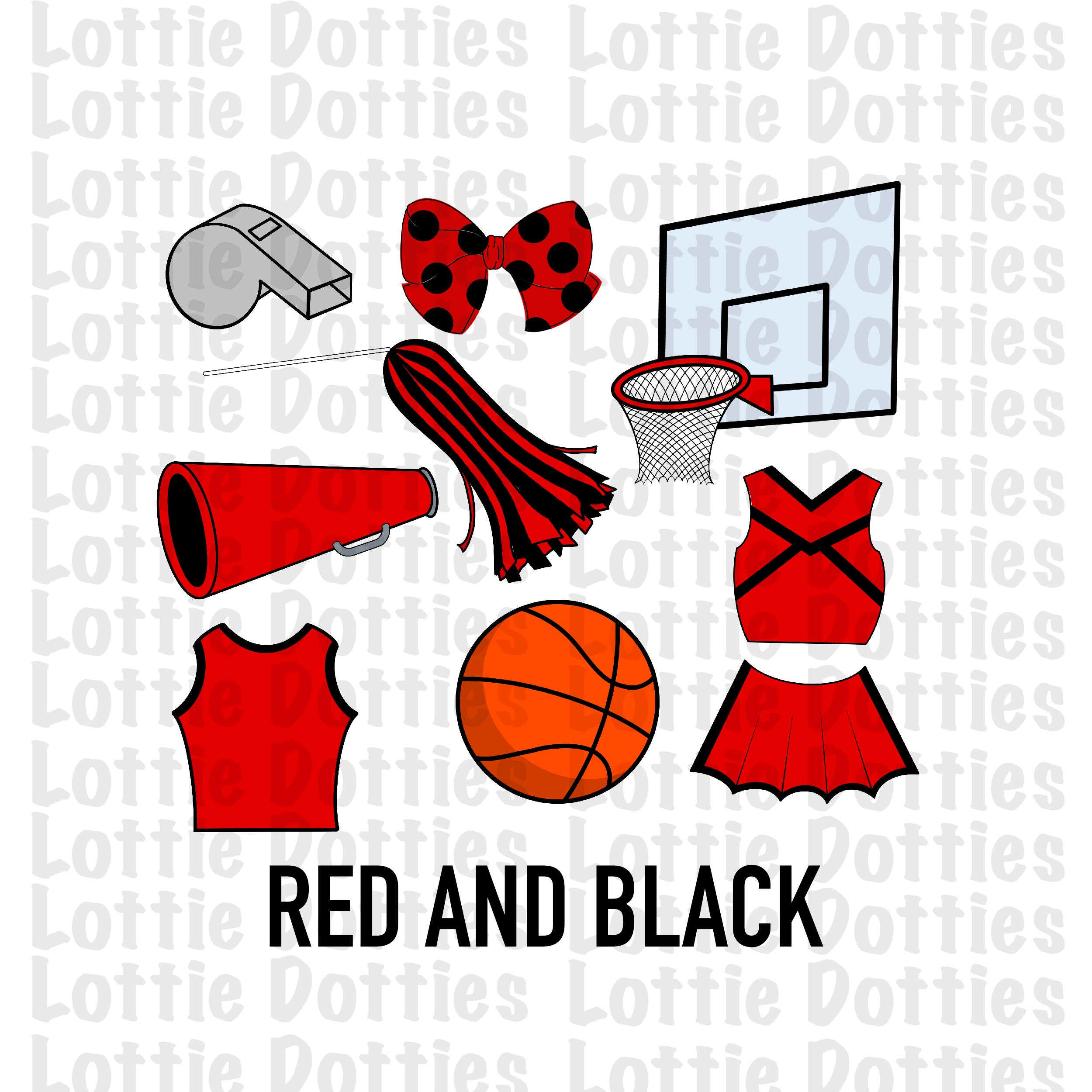 Red and Black Basketball and Cheer Elements - Basketball Alpha Pack ad ...