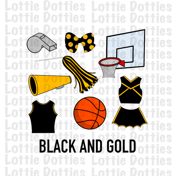 Black and Gold Basketball and Cheer Elements - Basketball Alpha Pack a ...