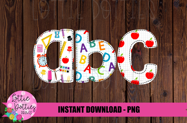 Back to School Faux Applique Alphabet - Alpha Pack - Alphabet Clipart ...
