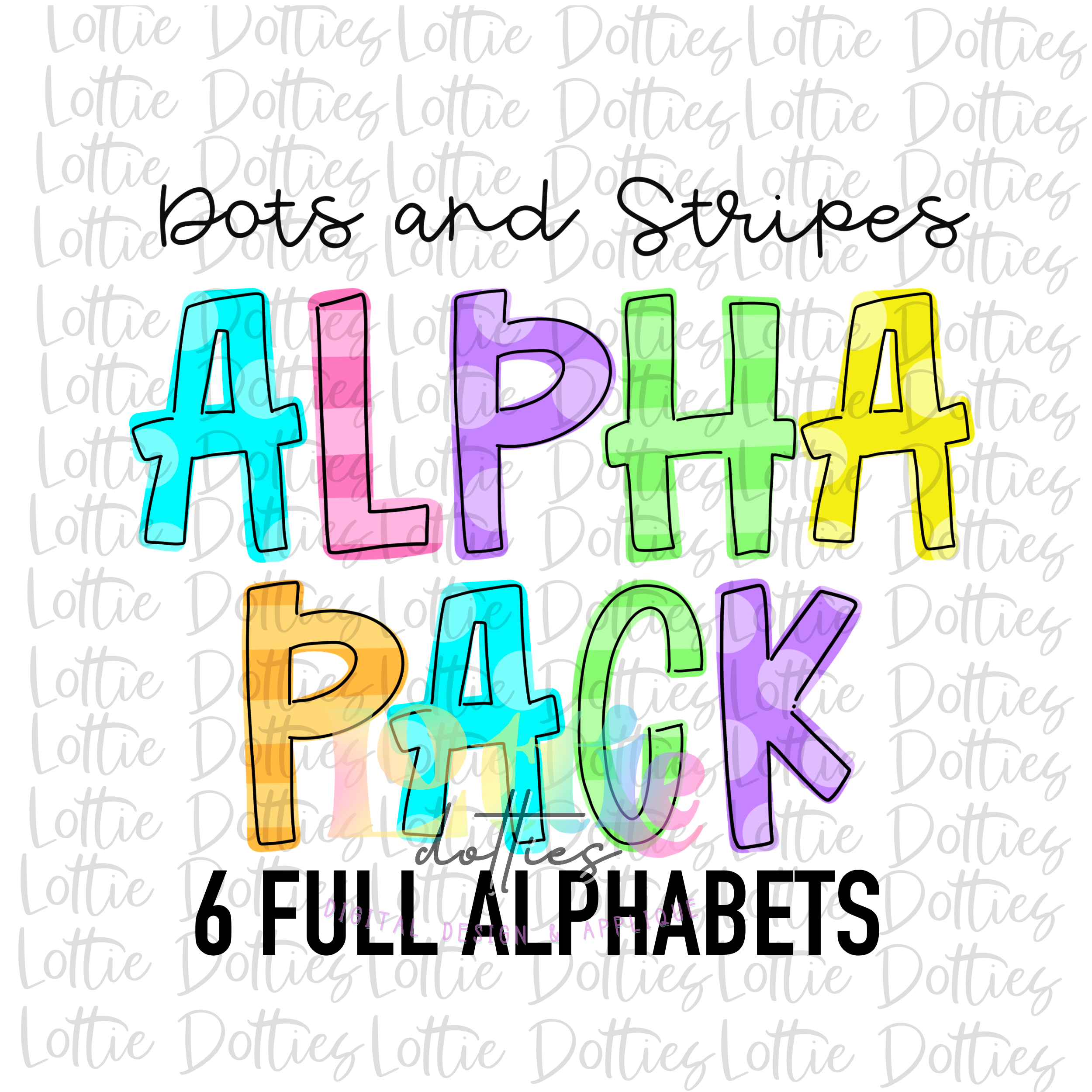 Dots and Stripes Alphabet - Alpha Pack - Alphabet Clipart - Instant Do ...