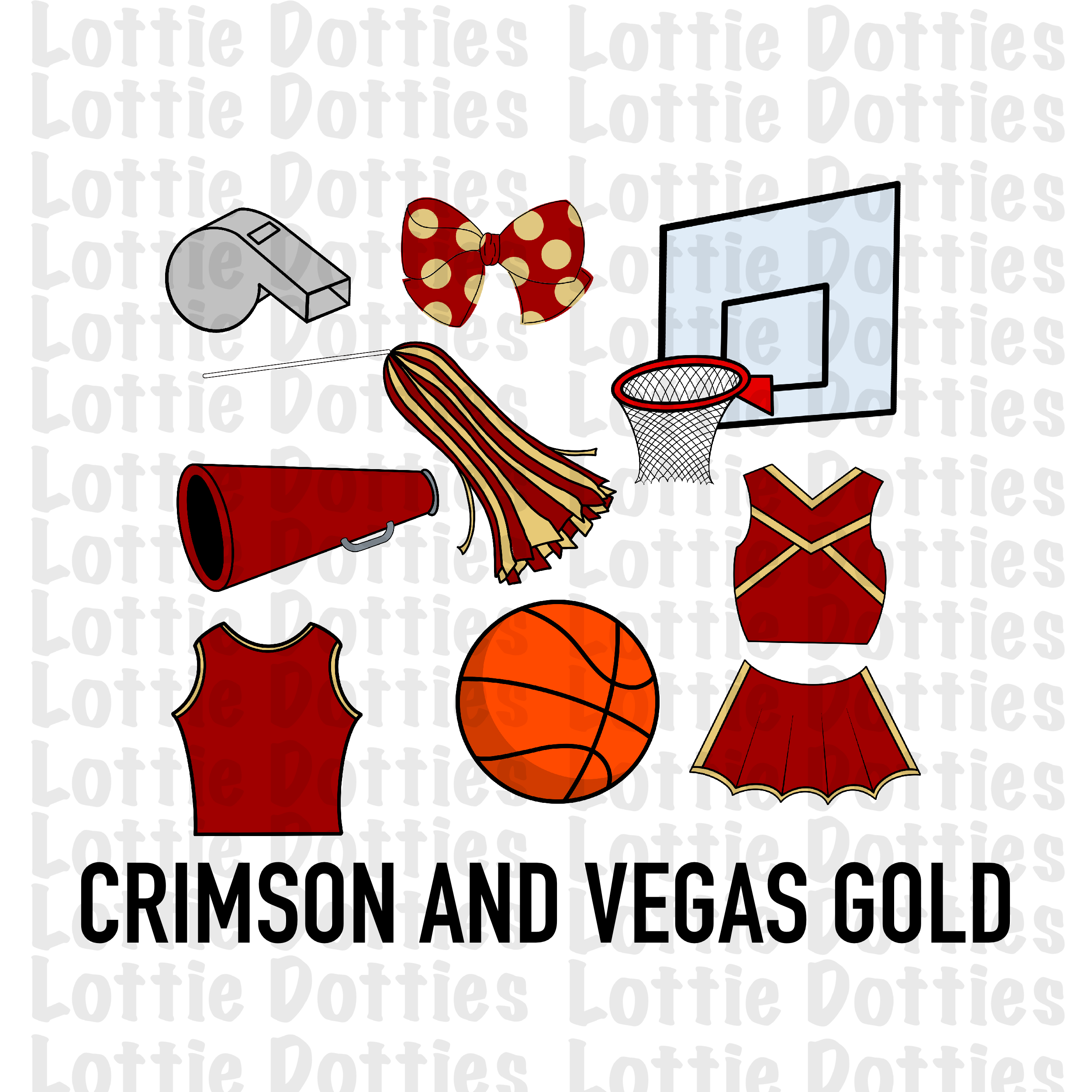 Crimson and Vegas Gold Basketball and Cheer Elements - Basketball Alph ...