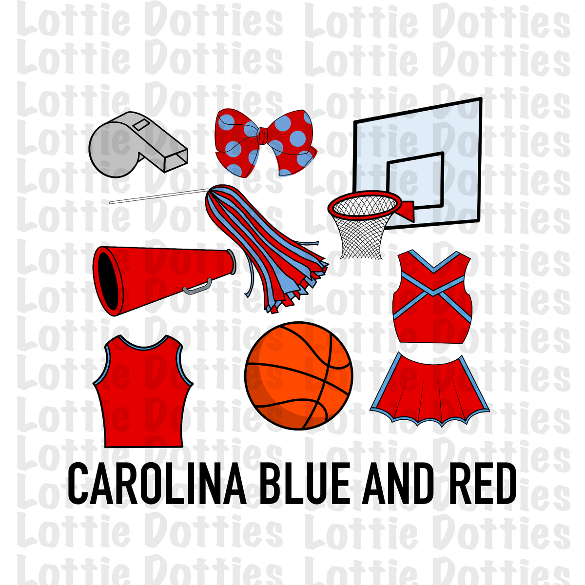 Carolina Blue and Red Basketball and Cheer Elements - Basketball Alpha ...