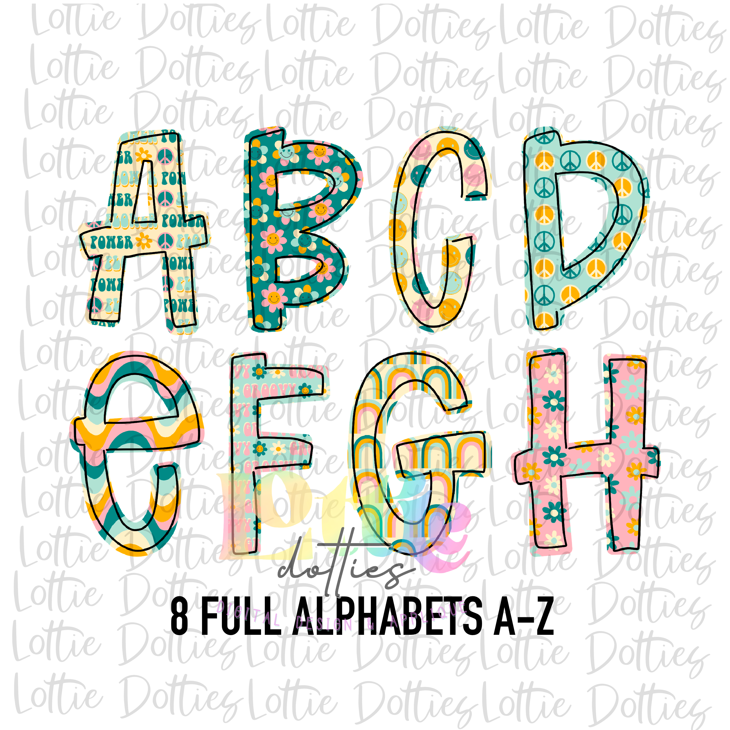Feelin’ Groovy Alpha - Alpha Pack - Alphabet Clipart - Instant Downloa ...