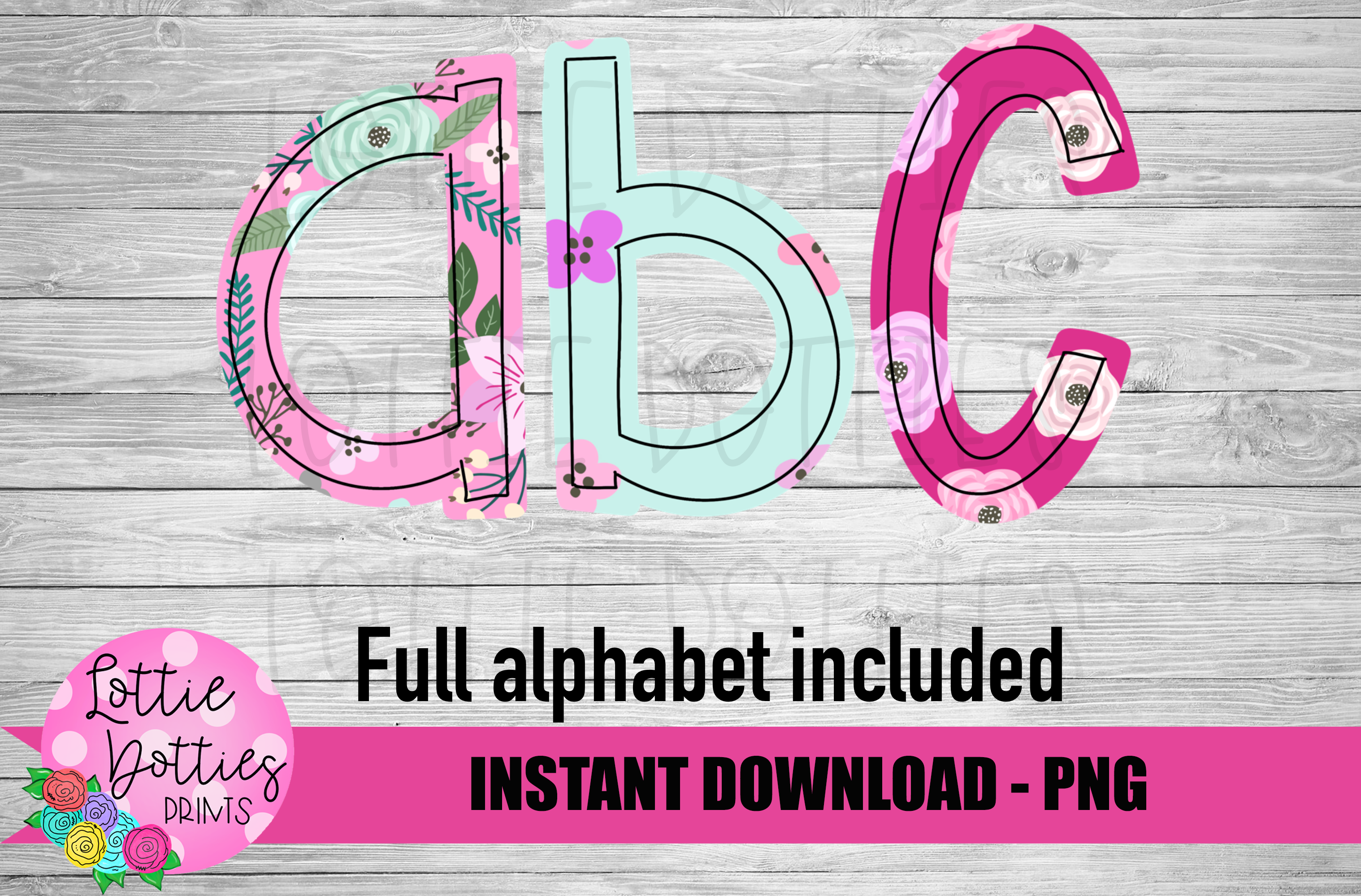 Floral Alphabet - Alpha Pack - Alphabet Clipart - Instant Download ...