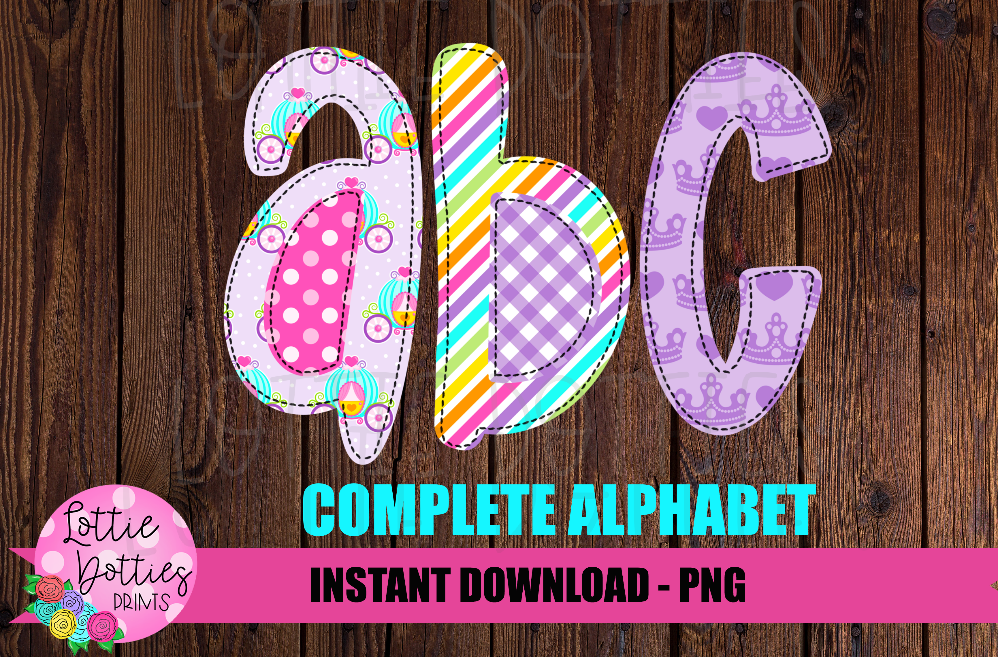 Princess Faux Applique Alphabet - Alpha Pack - Alphabet Clipart - Inst ...