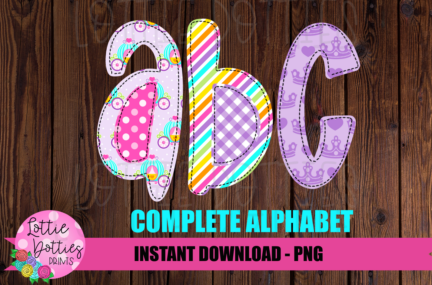Princess Faux Applique Alphabet - Alpha Pack - Alphabet Clipart - Inst ...