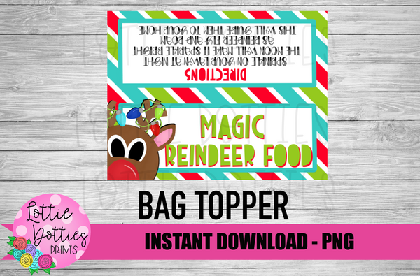 Reindeer Food Bag Topper Png - Christmas Sublimation- Digital Download ...